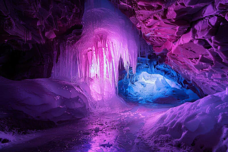 Generative Ai on Theme of a Large Beautiful Sharp Stalactites Hanging ...