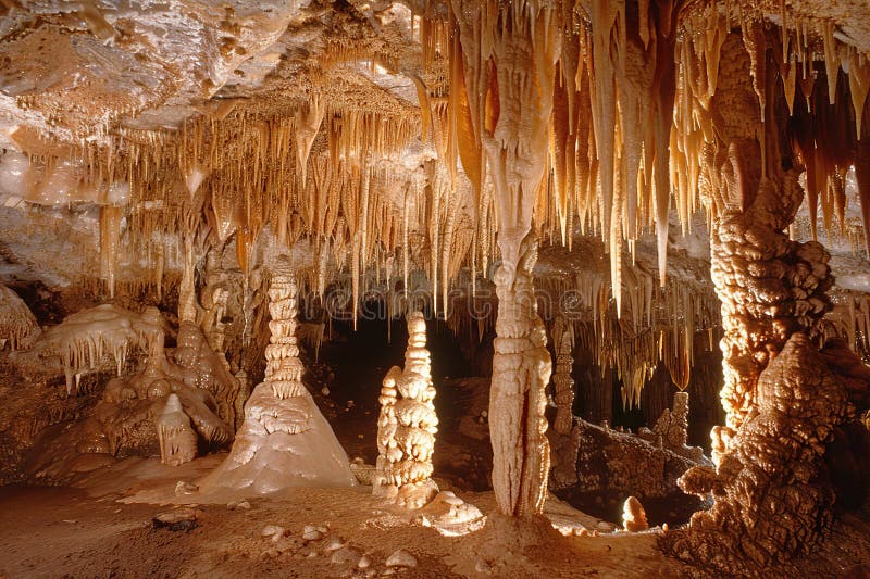 Generative Ai on Theme of a Large Beautiful Sharp Stalactites Hanging ...