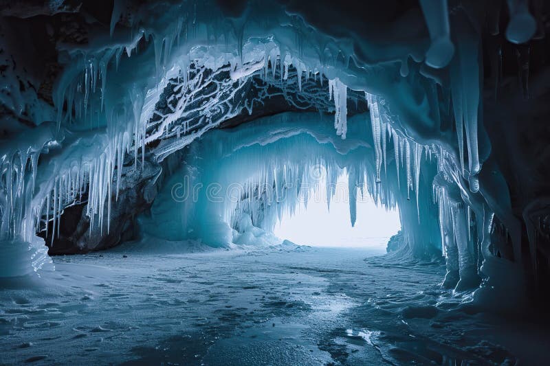 Generative Ai on Theme of a Large Beautiful Sharp Stalactites Hanging ...