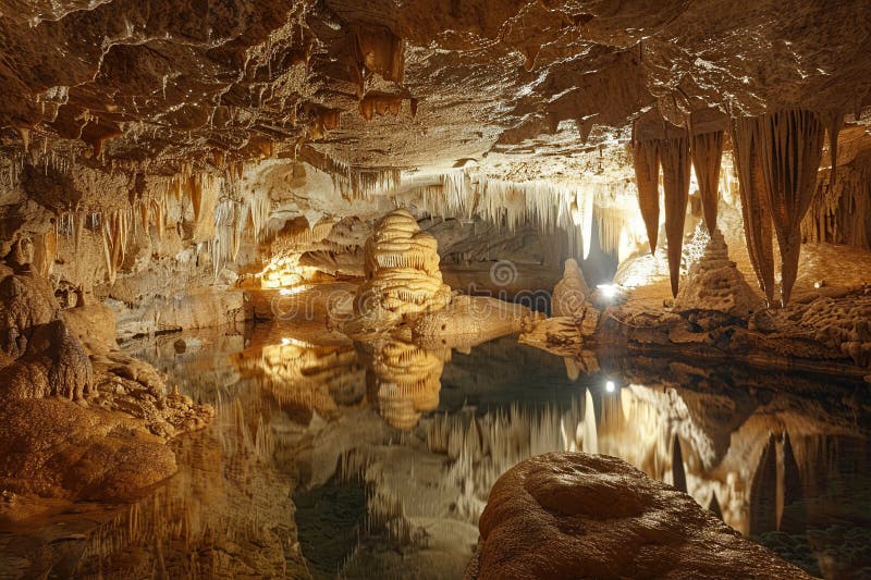 Generative Ai on Theme of a Large Beautiful Sharp Stalactites Hanging ...
