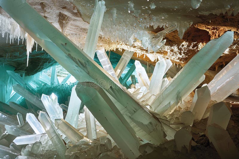 Generative Ai on Theme of a Large Beautiful Sharp Stalactites Hanging ...