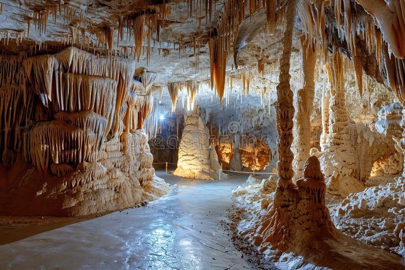 Generative Ai on Theme of a Large Beautiful Sharp Stalactites Hanging ...