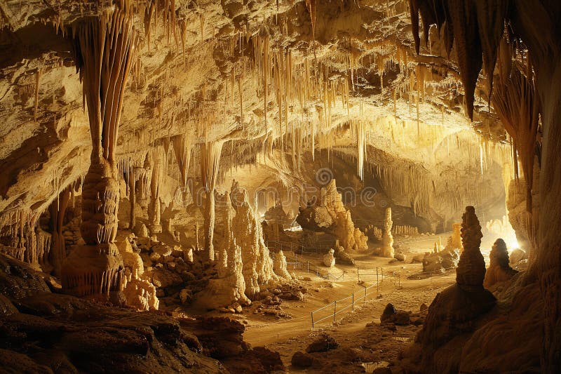 Generative Ai on Theme of a Large Beautiful Sharp Stalactites Hanging ...