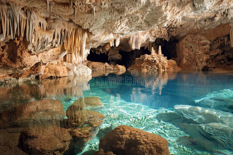 Generative Ai on Theme of a Large Beautiful Sharp Stalactites Hanging ...