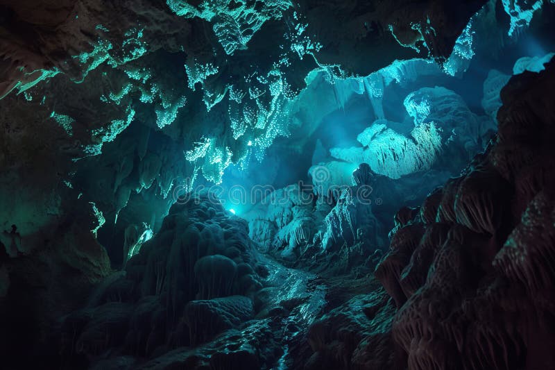Generative Ai on Theme of a Large Beautiful Sharp Stalactites Hanging ...