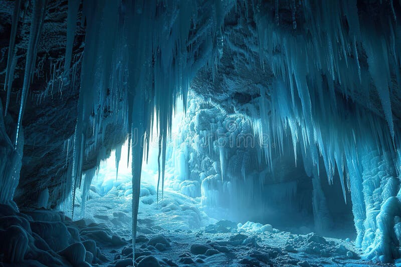 Generative Ai on Theme of a Large Beautiful Sharp Stalactites Hanging ...