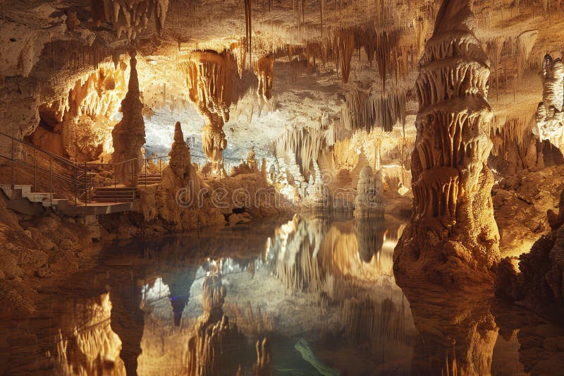Generative Ai on Theme of a Large Beautiful Sharp Stalactites Hanging ...