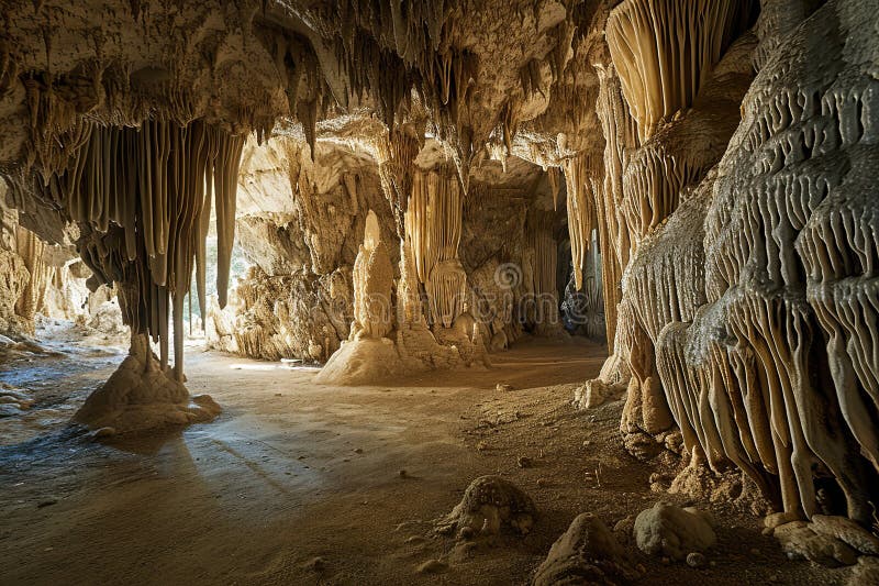 Generative Ai on Theme of a Large Beautiful Sharp Stalactites Hanging ...