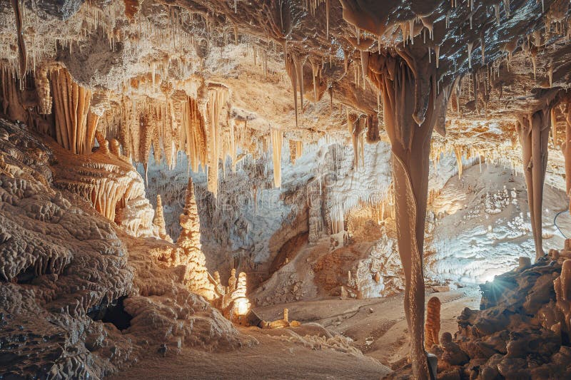 Generative Ai on Theme of a Large Beautiful Sharp Stalactites Hanging ...