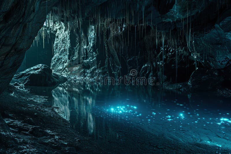 Generative Ai on Theme of a Large Beautiful Sharp Stalactites Hanging ...