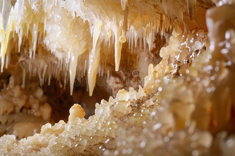 Generative Ai on Theme of a Large Beautiful Sharp Stalactites Hanging ...