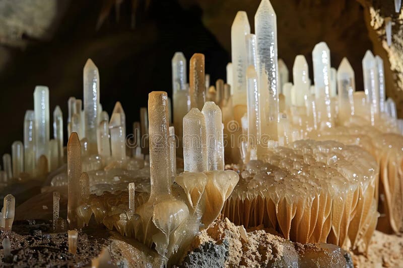 Generative Ai on Theme of a Large Beautiful Sharp Stalactites Hanging ...