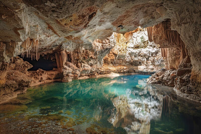 Generative Ai on Theme of a Large Beautiful Sharp Stalactites Hanging ...