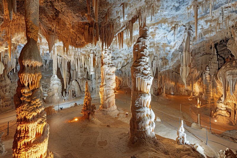 Generative Ai on Theme of a Large Beautiful Sharp Stalactites Hanging ...