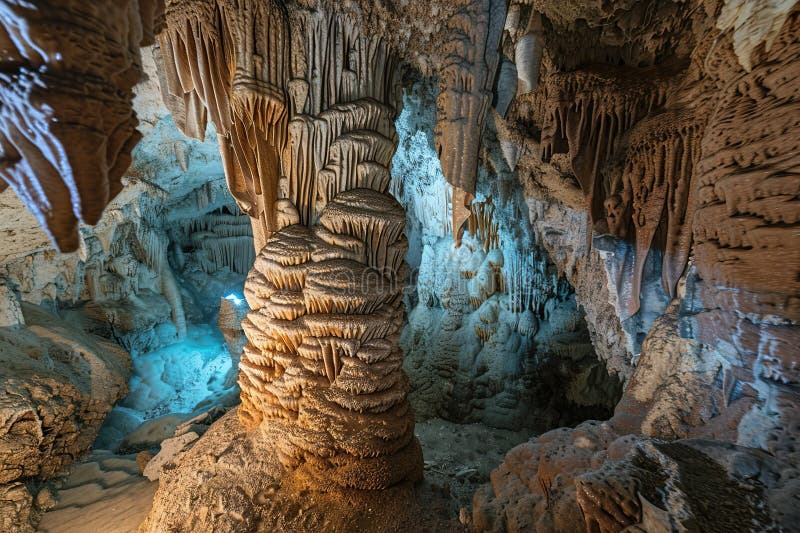 Generative Ai on Theme of a Large Beautiful Sharp Stalactites Hanging ...