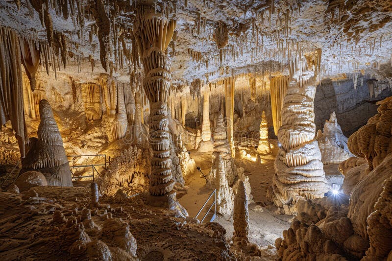 Generative Ai on Theme of a Large Beautiful Sharp Stalactites Hanging ...