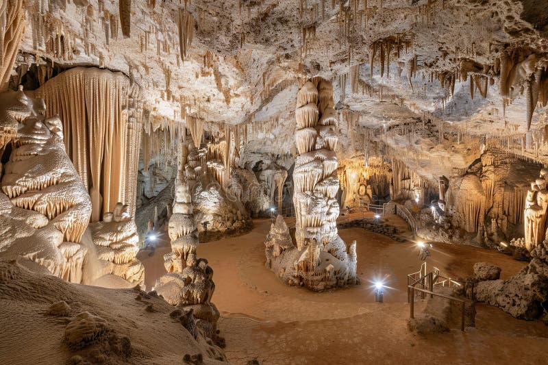 Generative Ai on Theme of a Large Beautiful Sharp Stalactites Hanging ...