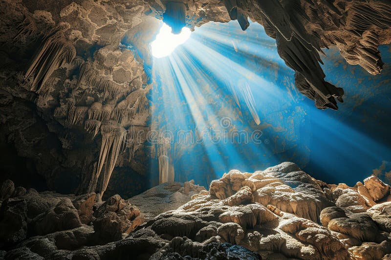 Generative Ai on Theme of a Large Beautiful Sharp Stalactites Hanging ...