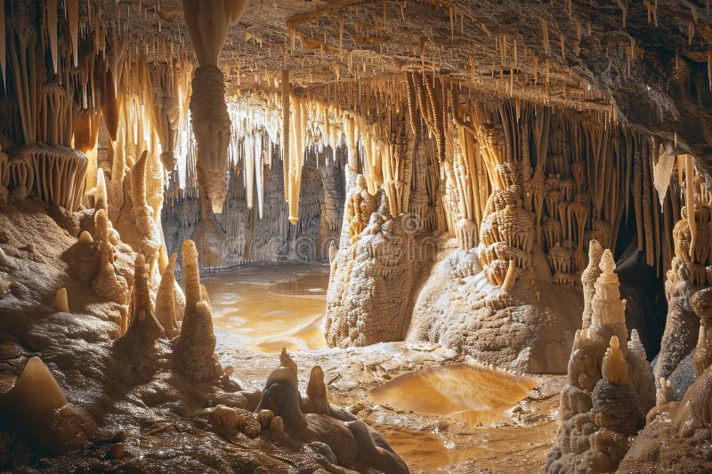 Generative Ai on Theme of a Large Beautiful Sharp Stalactites Hanging ...