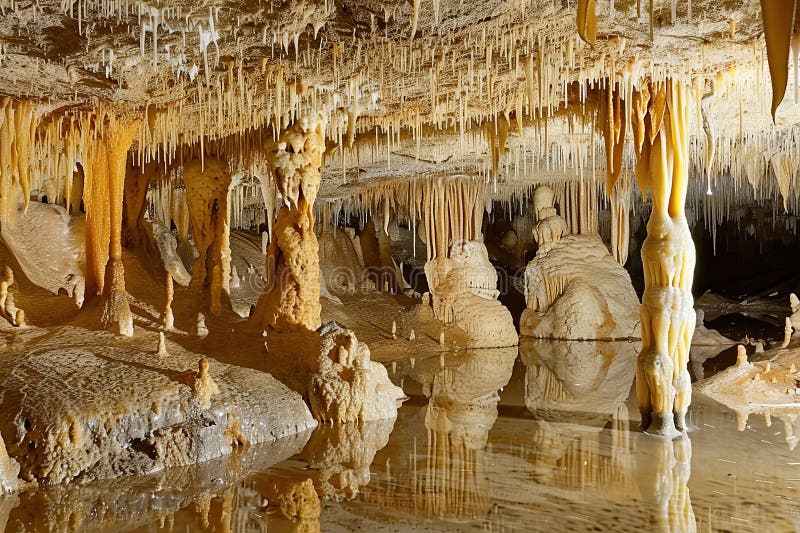 Generative Ai on Theme of a Large Beautiful Sharp Stalactites Hanging ...