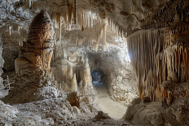 Generative Ai on Theme of a Large Beautiful Sharp Stalactites Hanging ...