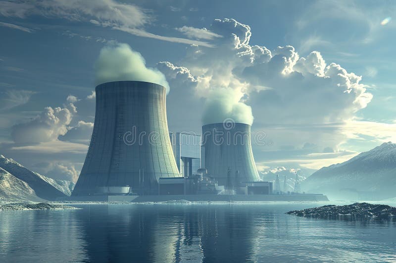 Generative Ai on Theme of Nuclear Power Plant Made of Huge Smokestacks ...