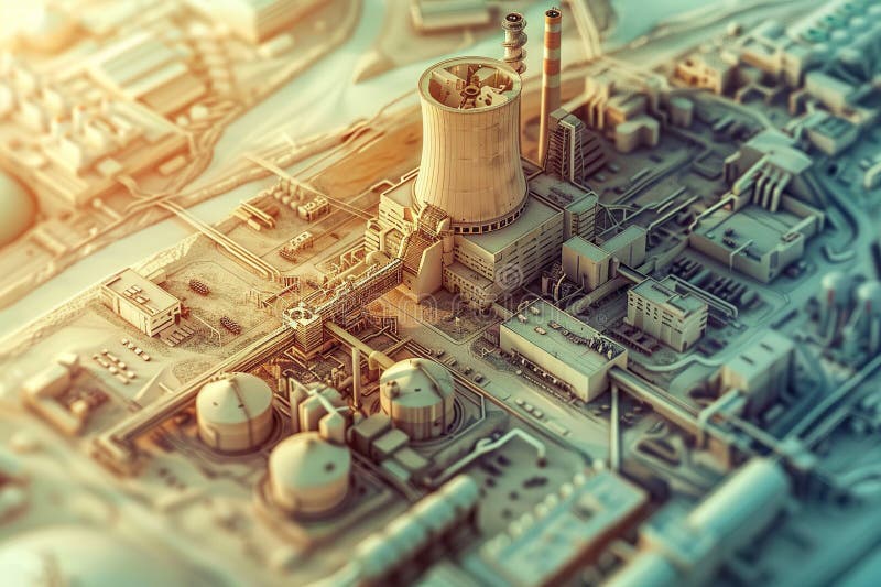 Generative Ai on Theme of Nuclear Power Plant Made of Huge Smokestacks ...