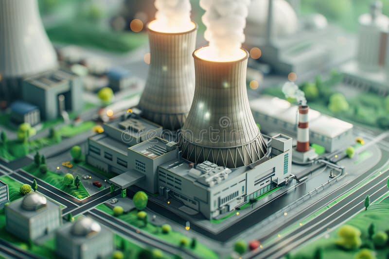 Generative Ai on Theme of Nuclear Power Plant Made of Huge Smokestacks ...