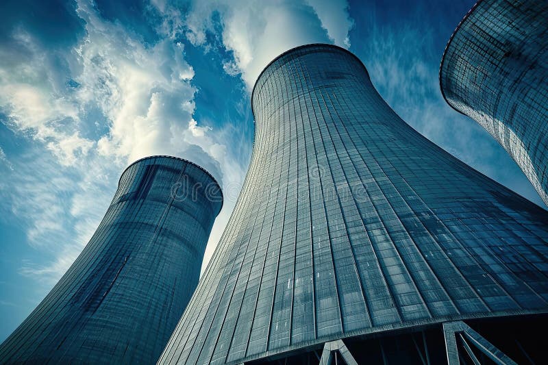Generative Ai on Theme of Nuclear Power Plant Made of Huge Smokestacks ...