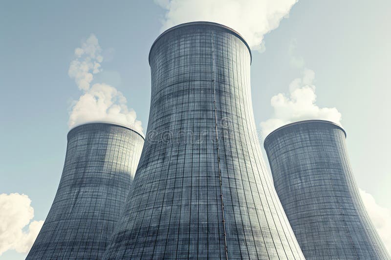 Generative Ai on Theme of Nuclear Power Plant Made of Huge Smokestacks ...