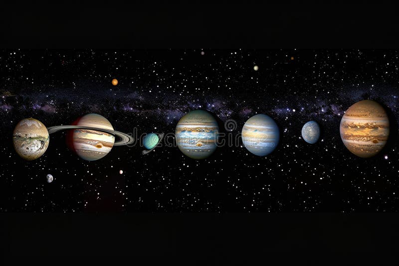 Generative Ai on Theme of Parade of Planets in Solar System, Bright ...
