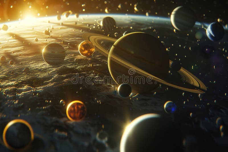 Generative Ai on Theme of Parade of Planets in Solar System, Bright ...