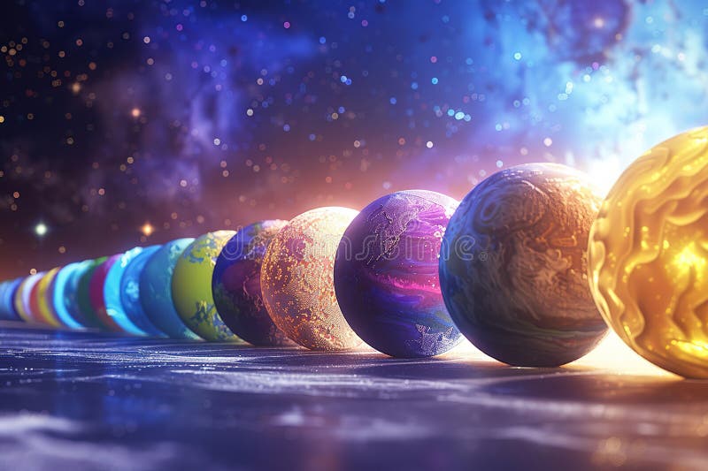 Generative Ai on Theme of Parade of Planets in Solar System, Bright ...