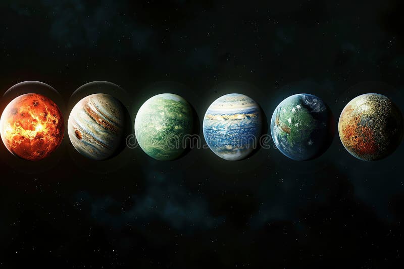 Generative Ai on Theme of Parade of Planets in Solar System, Bright ...