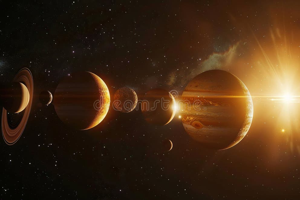 Generative Ai on Theme of Parade of Planets in Solar System, Bright ...