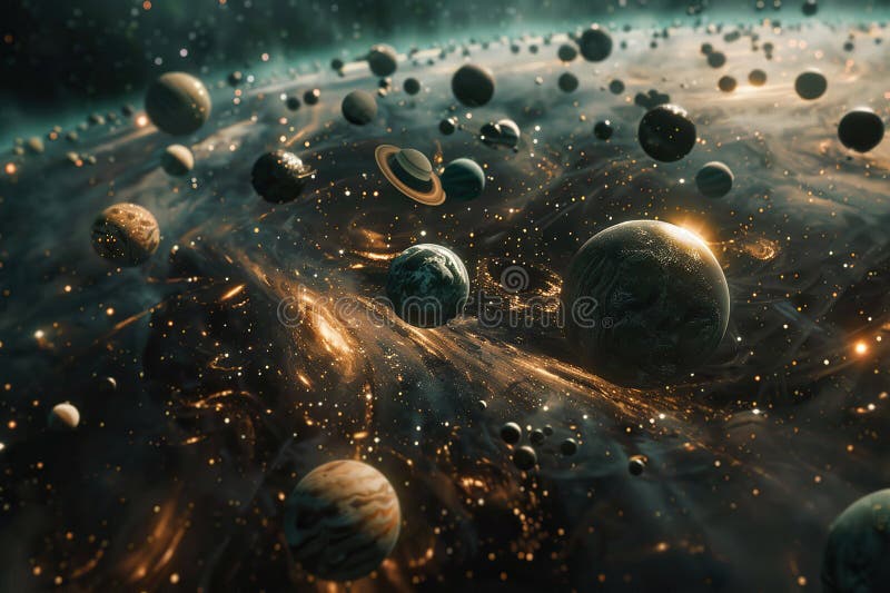 Generative Ai on Theme of Parade of Planets in Solar System, Bright ...