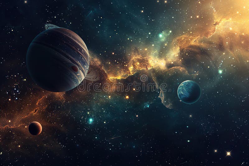 Generative Ai on Theme of Parade of Planets in Solar System, Bright ...