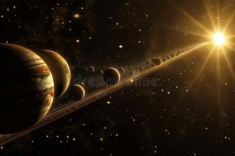Generative Ai on Theme of Parade of Planets in Solar System, Bright ...