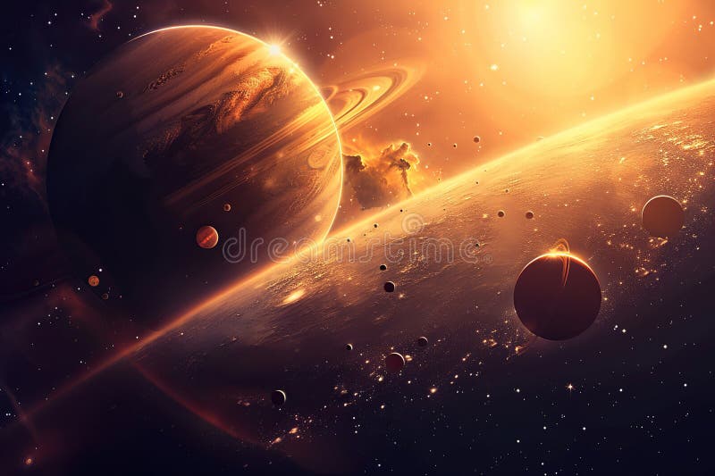 Generative Ai on Theme of Parade of Planets in Solar System, Bright ...