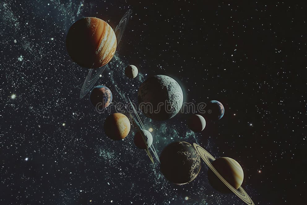 Generative Ai on Theme of Parade of Planets in Solar System, Bright ...