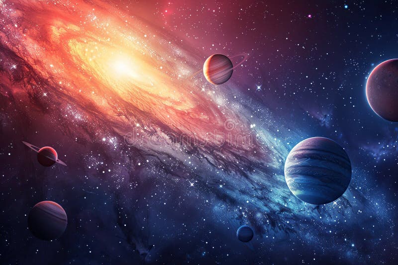 Generative Ai on Theme of Parade of Planets in Solar System, Bright ...