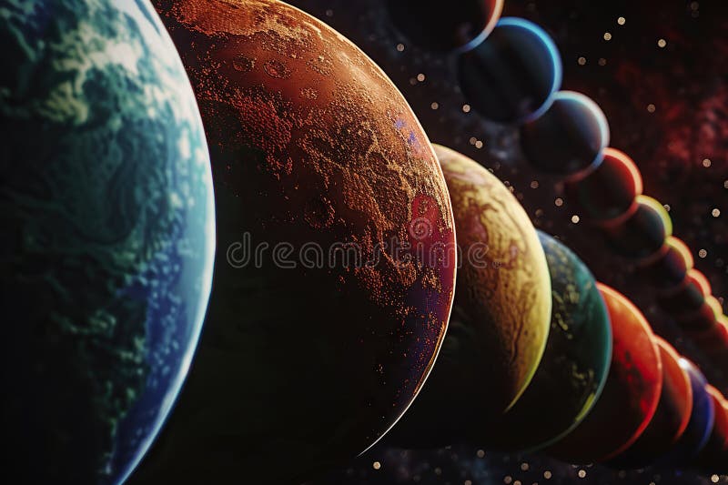 Generative Ai on Theme of Parade of Planets in Solar System, Bright ...