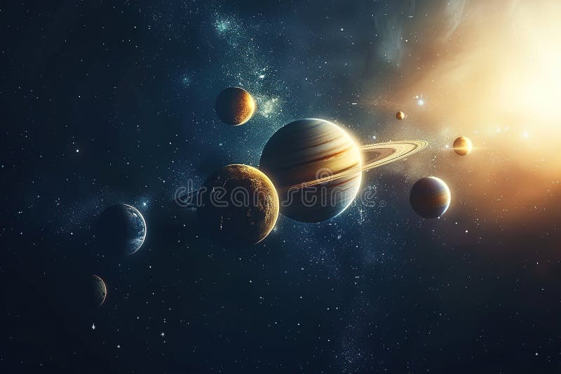 Generative Ai on Theme of Parade of Planets in Solar System, Bright ...