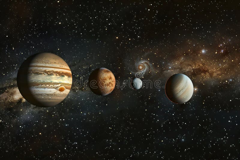 Generative Ai on Theme of Parade of Planets in Solar System, Bright ...