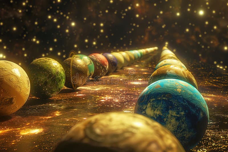 Generative Ai on Theme of Parade of Planets in Solar System, Bright ...