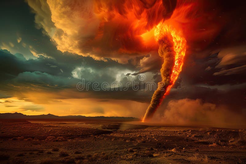 Generative Ai on Theme of Scary Huge Hurricane Fire Tornado ...