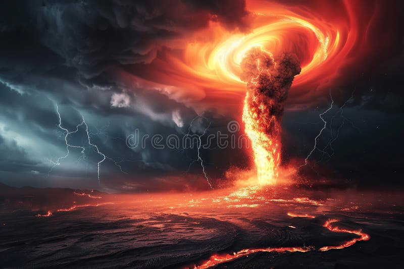 Generative Ai on Theme of Scary Huge Hurricane Fire Tornado ...