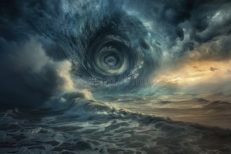 Generative Ai on Theme of Scary Huge Hurricane Typhoon Over Ocean ...