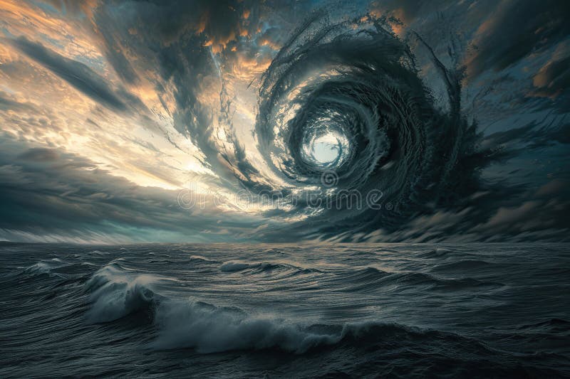 Generative Ai on Theme of Scary Huge Hurricane Typhoon Over Ocean ...