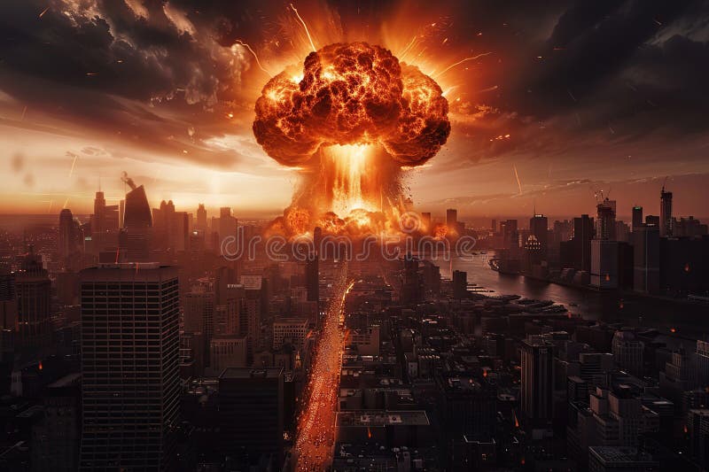 Generative Ai on Theme of Scary Nuclear Explosion in Outdoor, Mushroom ...